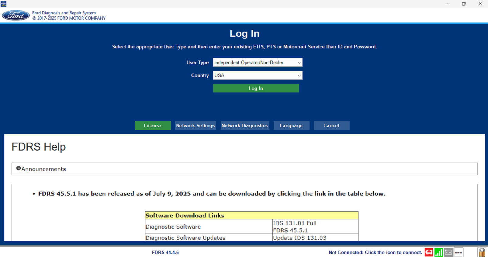 How to update Ford FDRS software
